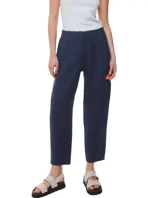 Whistles Linen Barrel Leg Trouser - Navy