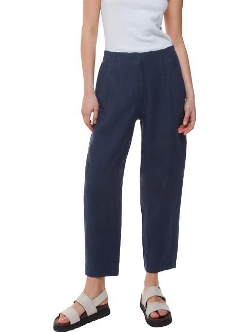 Whistles Linen Barrel Leg Trouser - Navy