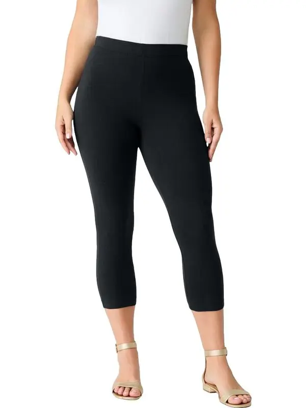 ROAMAN'S Essential Stretch Capri Legging - Black