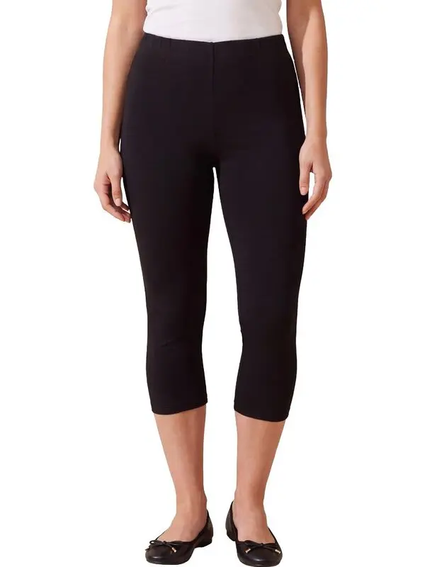 Roaman's Essential Stretch Capri Legging - Black