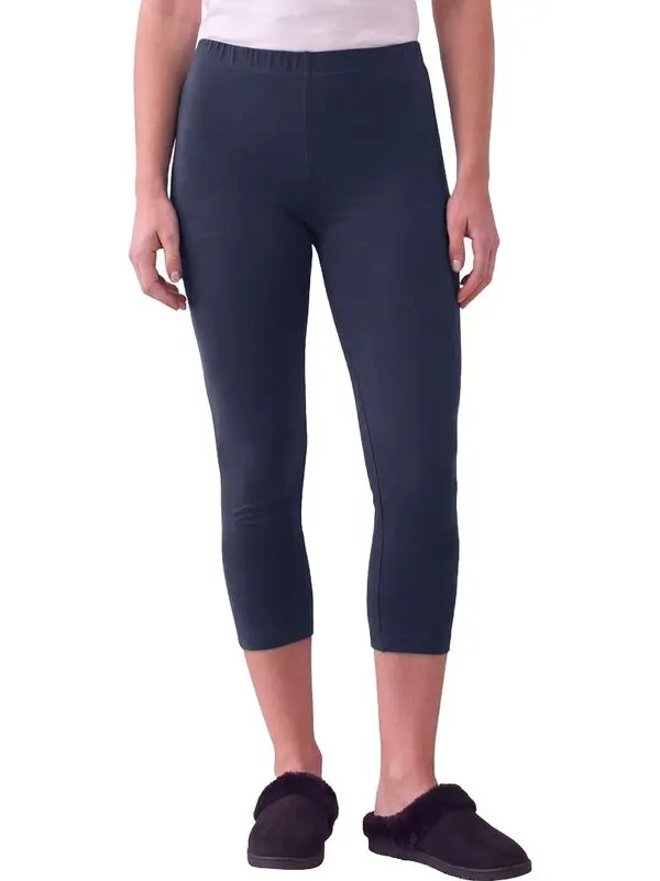 Roaman's Essential Stretch Capri Legging - Navy