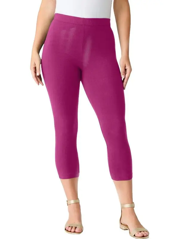 ROAMAN'S Essential Stretch Capri Legging - Raspberry