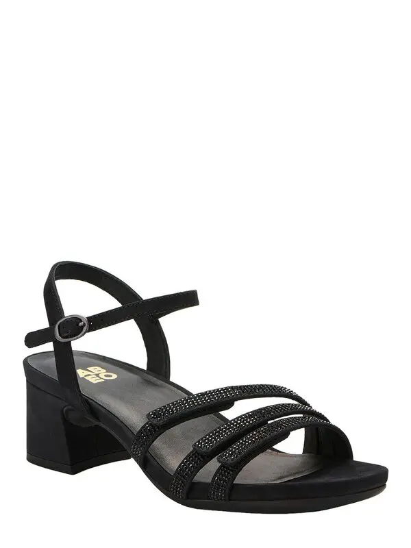 ABEO Avenue Ankle Sandal With Embellished Straps And Block Heel - Black