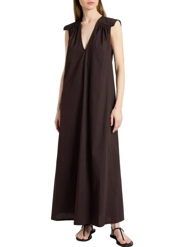 Santorelli Niu Cap Sleeve Maxi Dress - Coffee