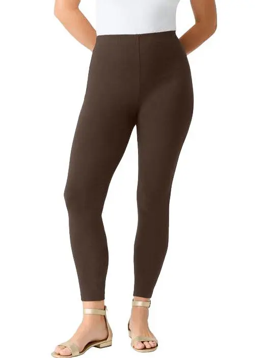 Roaman's Essential Stretch Ankle Length Pull-on Legging - Chocolate