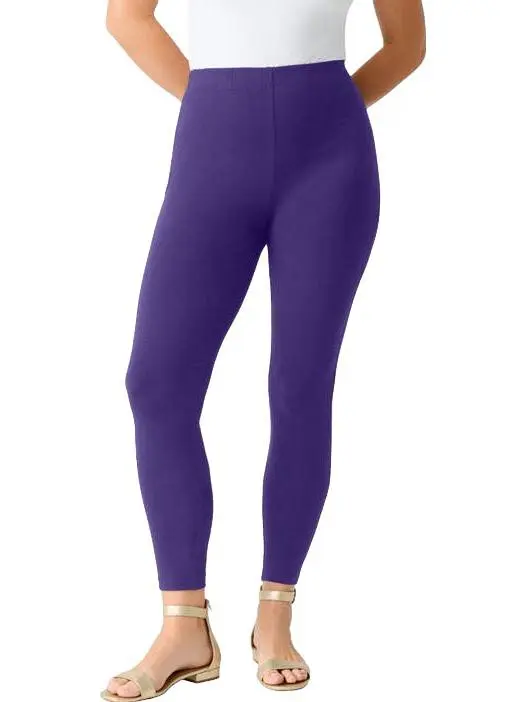Roaman's Essential Stretch Ankle Length Pull-on Legging - Midnight Violet