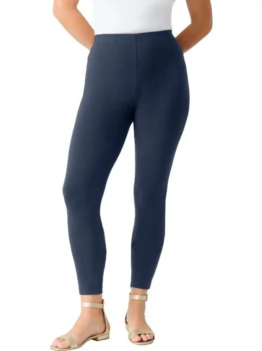 Roaman's Essential Stretch Ankle Length Pull-on Legging - Navy