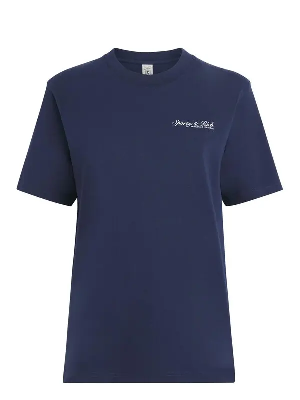 SPORTY & RICH Syracuse Cotton T-shirt - Navy