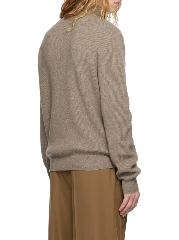 THE ROW Long-sleeved High Collar Sweater - Taupe
