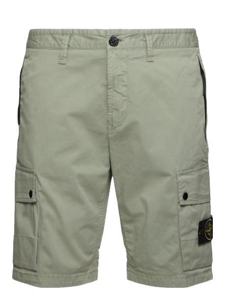 Stone Island Stretch Cotton Logo Patch Cargo Shorts - Gray