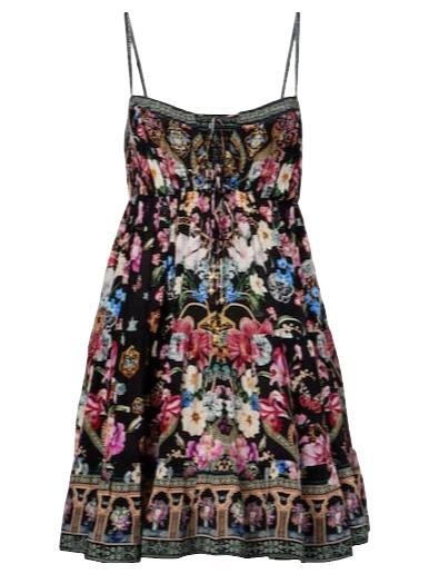 Camilla Embellished Silk Mini Dress - Black