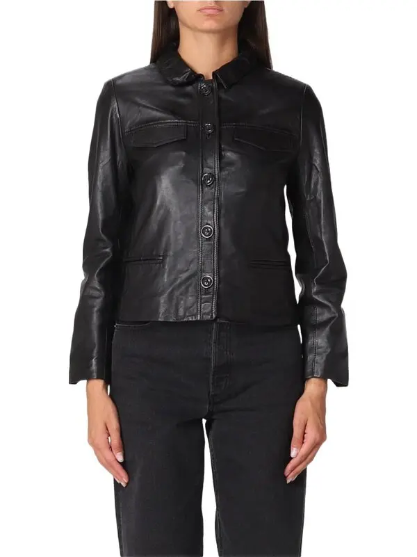 Zadig&Voltaire Long-sleeved Leather Jacket - Black
