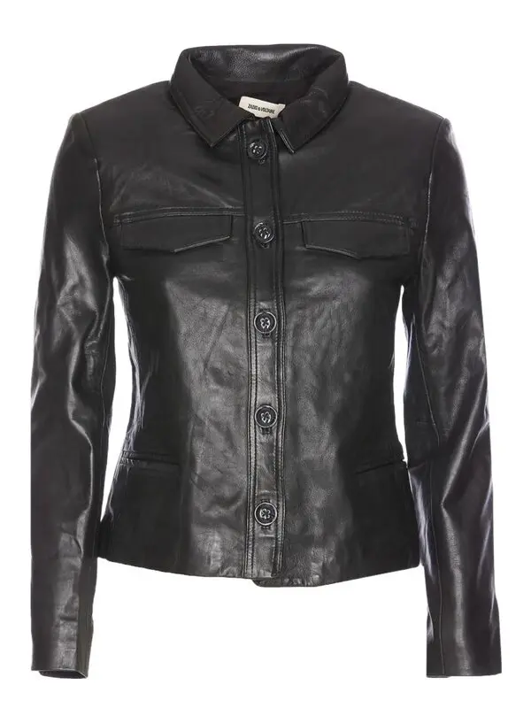 Zadig&Voltaire Single-breasted Leather Jacket - Black
