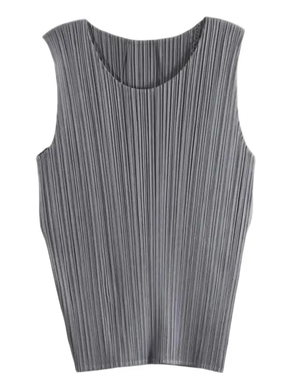Issey Miyake Sleeveless Pleated Top - Gray