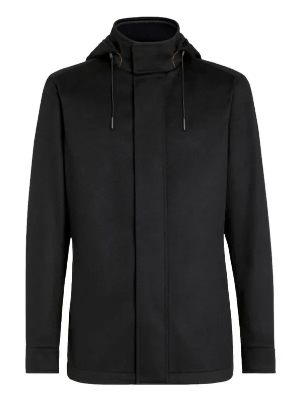 Zegna Oasi Cashmere Lite Hooded Jacket - Black