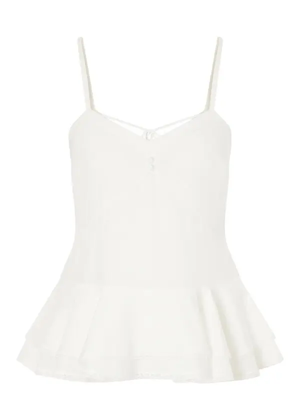 Alexander McQueen Ruffled Lace-trimmed Silk Peplum Top - White