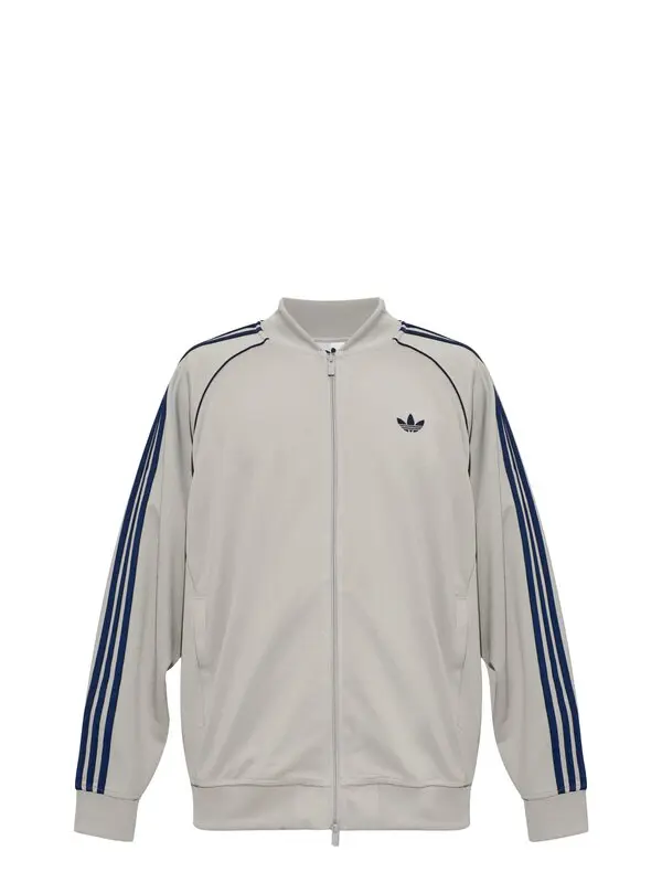 ADIDAS ORIGINALS Zip-up Sweatshirt With Embroidered Logo And Sporty Stripes - Grey