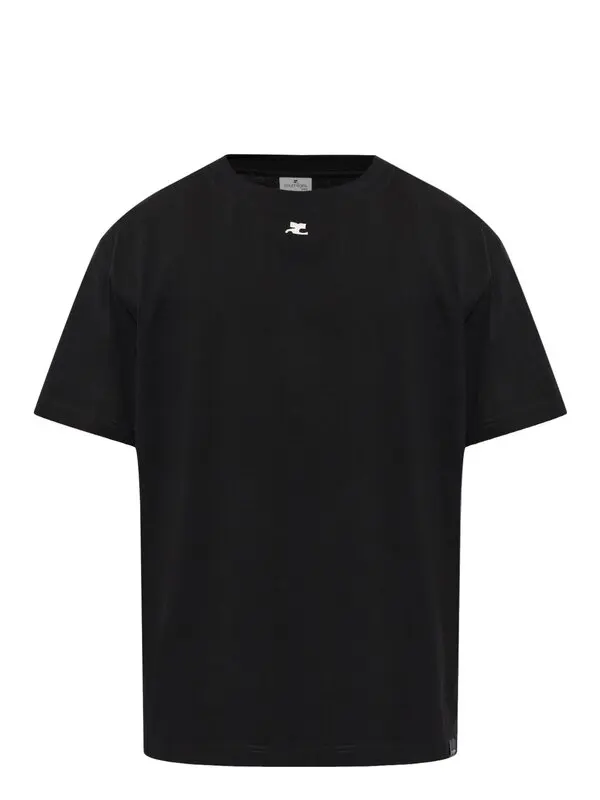 COURREGES T-shirt With Embroidered Logo - Black