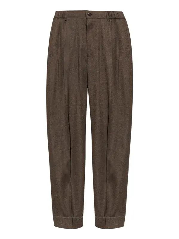 Brioni Wool Trousers With Tapered Leg - Brown