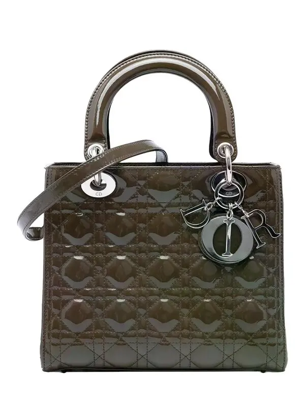 Dior Patent Cannage Lady Satchel - Brown