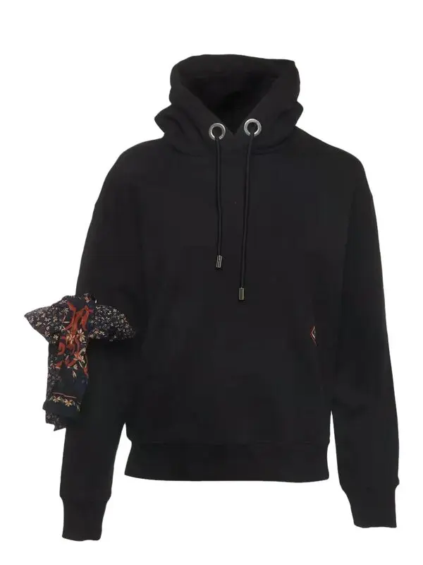 Chloé Silk Detail Hoodie - Black