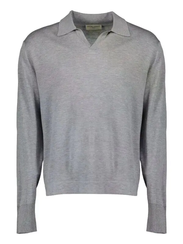 Officine Générale Polo-collar Knitted T-shirt - Grey