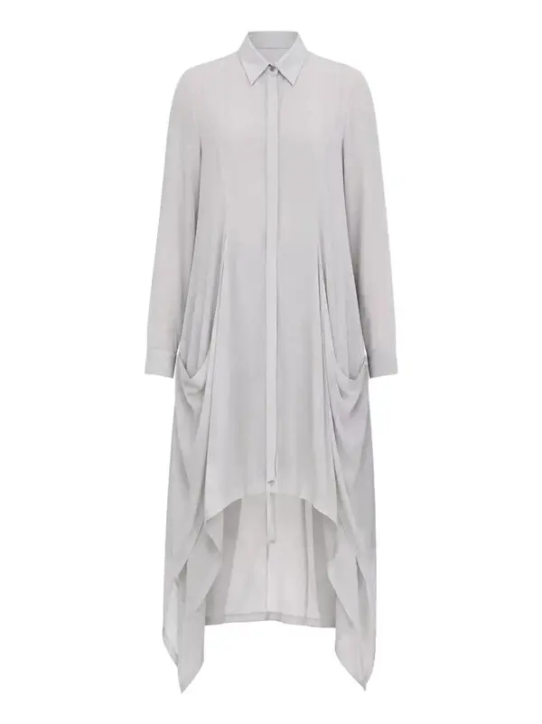 LA HAINE INSIDE US Asymmetric Draped Long Shirt - Grey