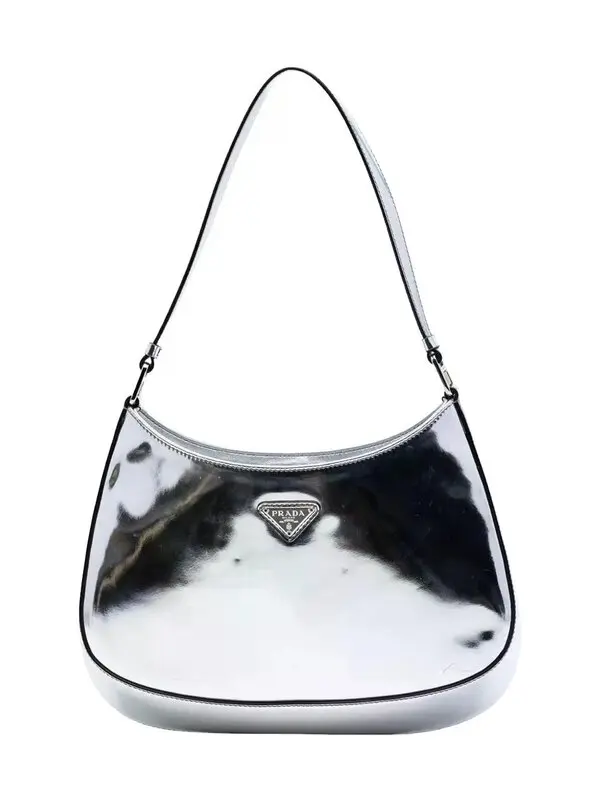 Prada Spazzolato Leather Cleo Shoulder Bag - Silver