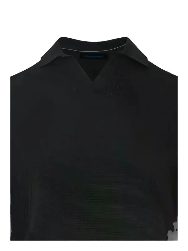 PYA Bubble-knit Johnny-collar T-shirt - Black