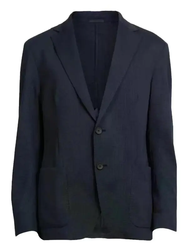 FRADI Seersucker Single-breasted Blazer - Blue
