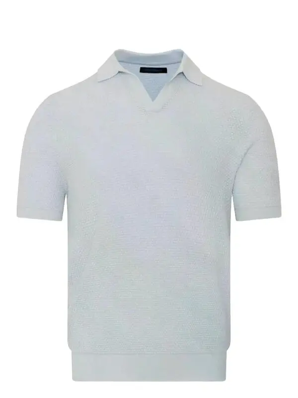 PATRICK ASSARAF Bubble-knit Johnny-collar T-shirt - Blue