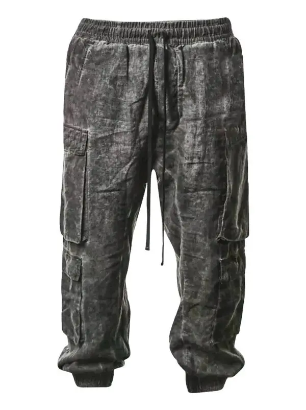 THOM KROM Acid-wash Drawstring Cargo Pants - Grey