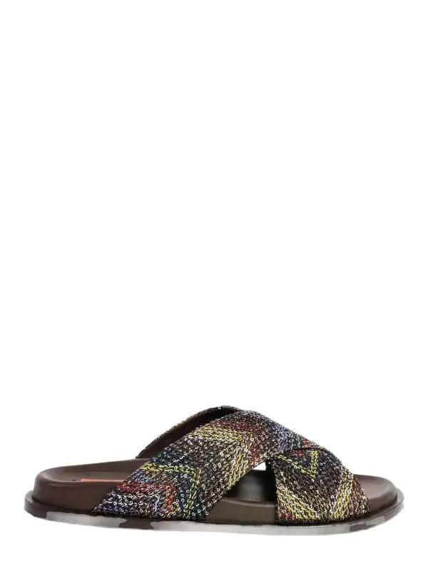 Missoni Zigzag Cross-strap Flat Sandals - Brown