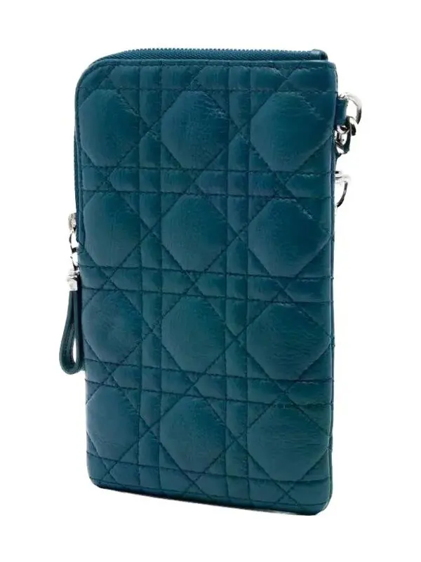 Dior 2020 Supple Calfskin Cannage Caro Multifunctional Pouch Crossbody Bag - Blue