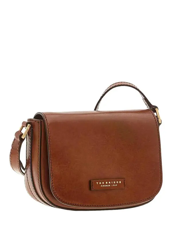THE BRIDGE Logo Plaque Leather Shoulder Bag - Brown