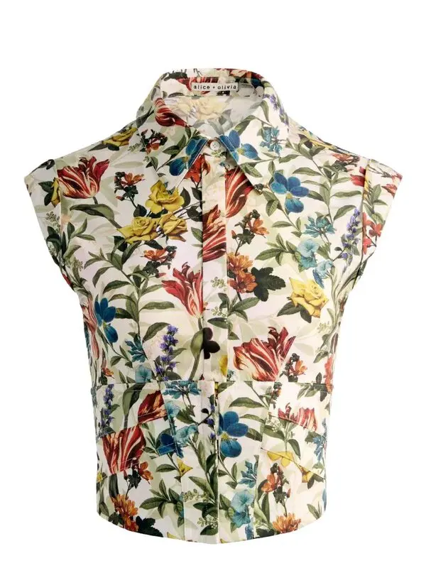 Alice + Olivia Kim Floral-print Corset Top - Neutrals