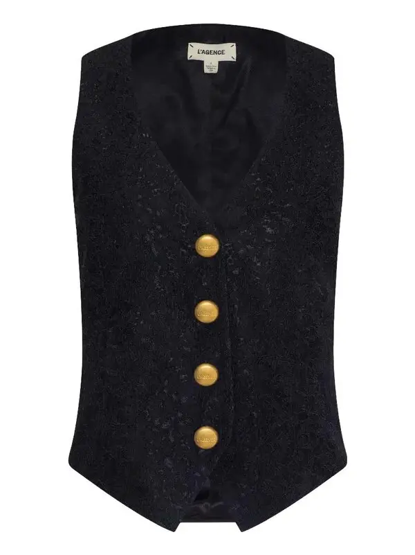 L'Agence Kino Lace Waistcoat - Black