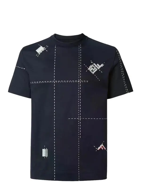 Fendi Contrast-stitch T-shirt - Blue