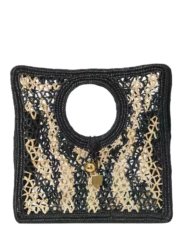 Jacquemus Small Le Spiaggia Raffia Tote Bag - Black