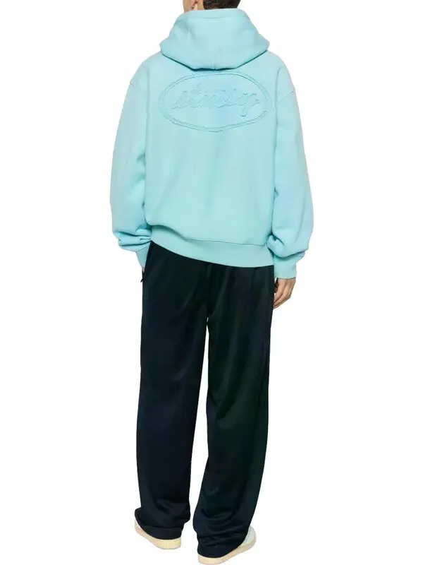 StÜssy Logo Embroidered Zip-up Hoodie - Blue