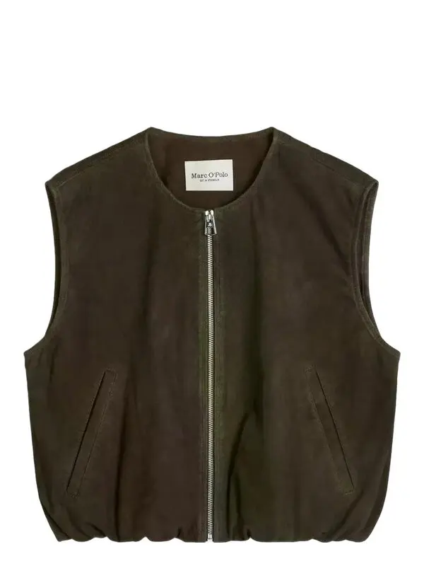Marc O'polo Zip-up Suede Vest - Green