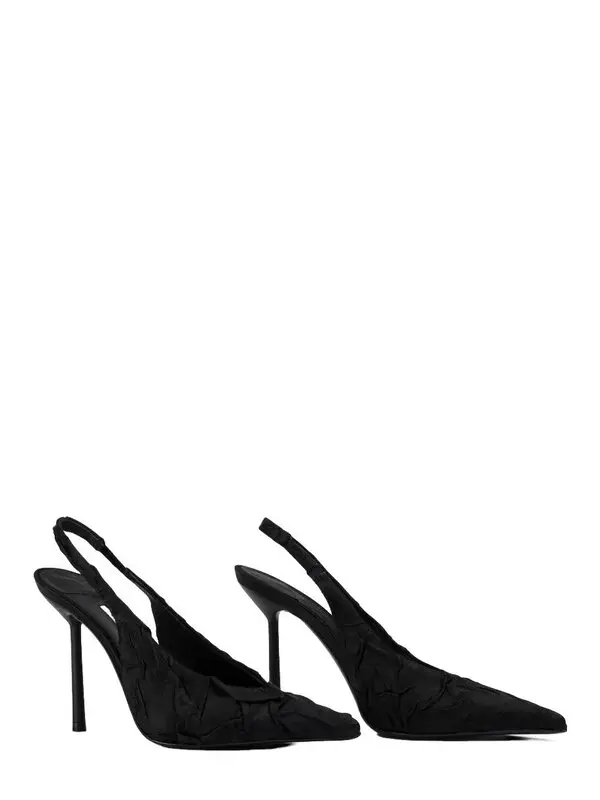 LE SILLA Ruched Satin Slingback Pumps - Black
