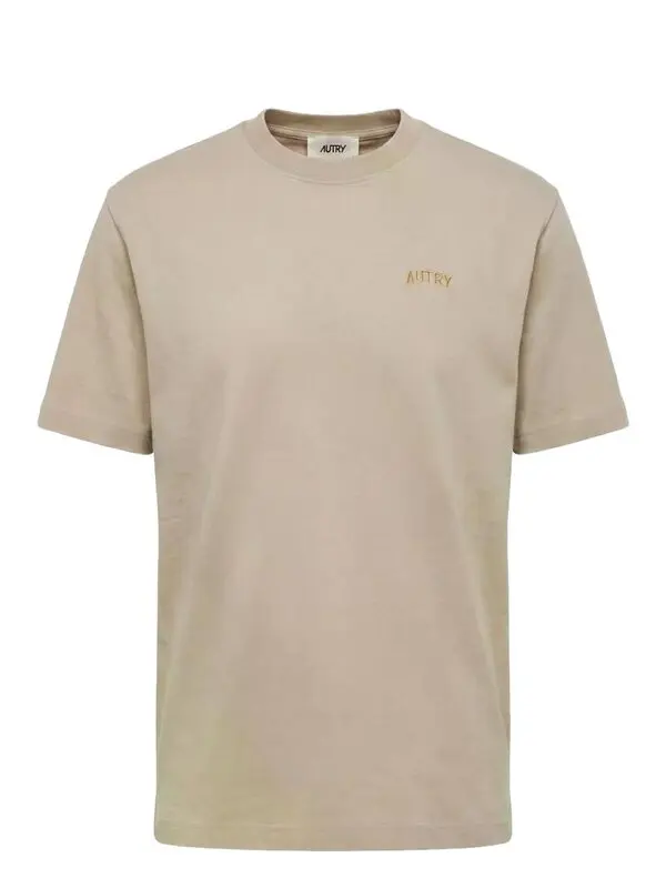 AUTRY Logo-embroidered T-shirt - Neutrals