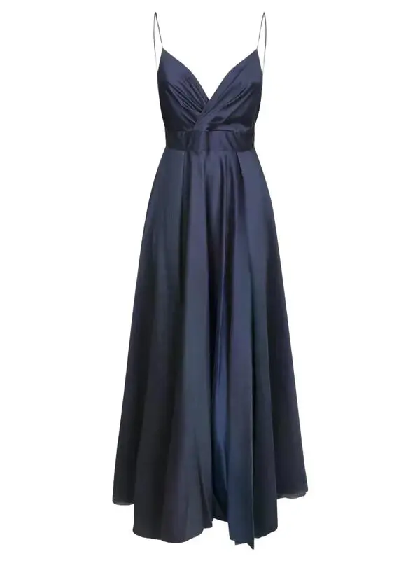 BLANCA VITA Maxi Bow-detail Pleated Dress - Blue