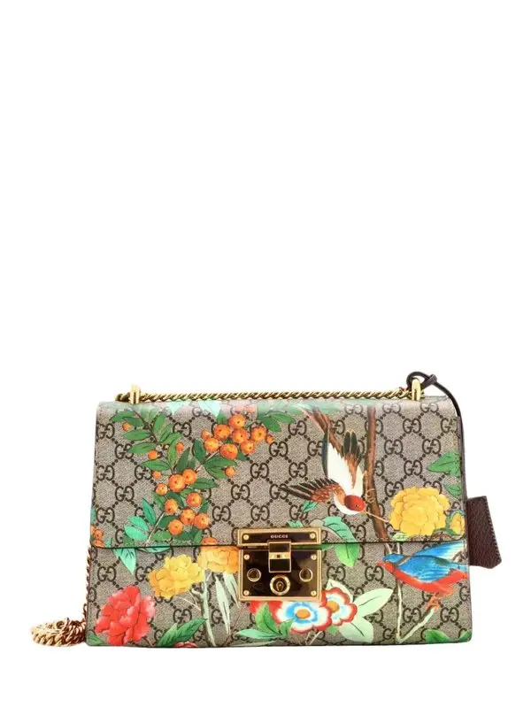 Gucci Padlock Tian Print Gg Coated Canvas Medium Shoulder Bag - Multicolour