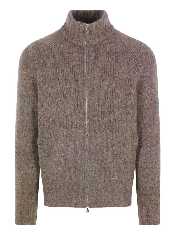 Brunello Cucinelli Ribbed Knit Zip-up Cardigan - Brown