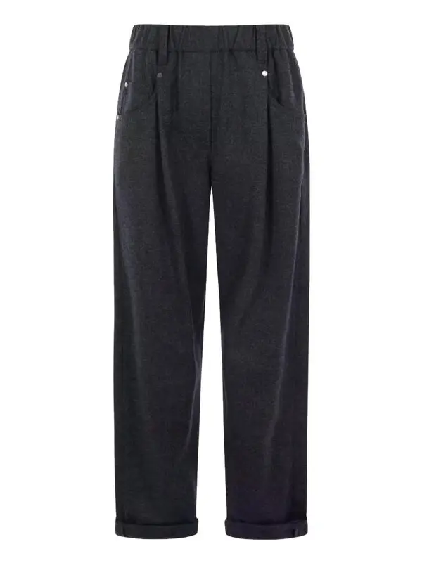 Brunello Cucinelli Monili Detail Pleated Trousers - Grey