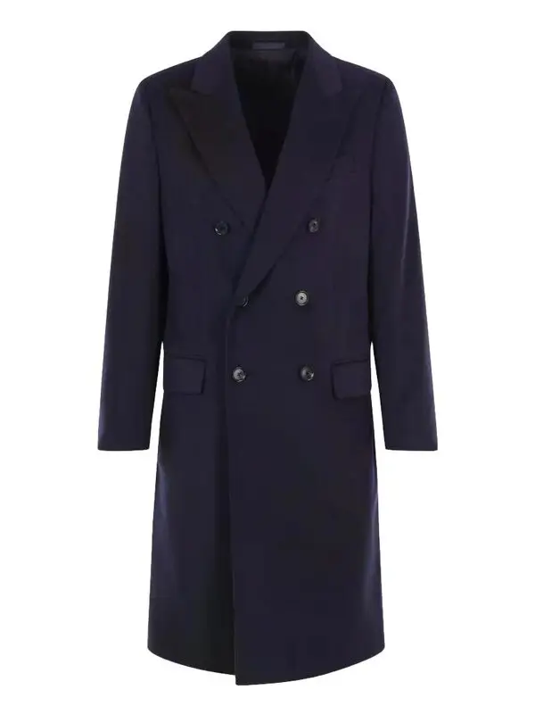 Caruso Double-breasted Coat - Blue