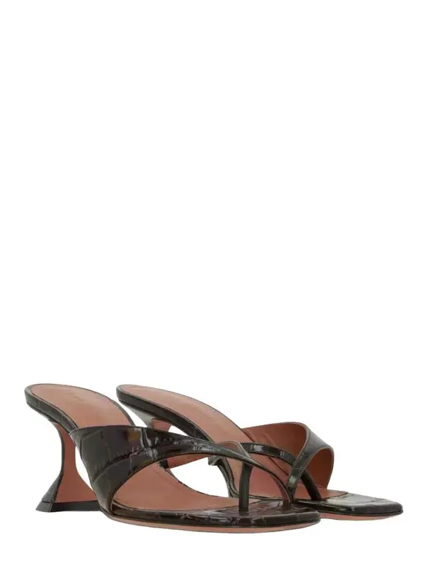 Amina Muaddi Croc-effect Martini-heel Sandals - Brown