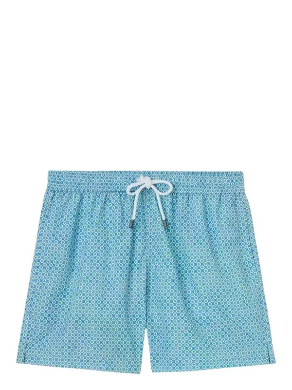 Fedeli Geometric Print Swim Shorts - Blue